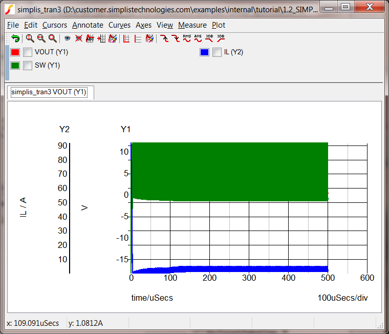 SIMPLIS Tutorial: 3.1 Set up a Transient Simulation